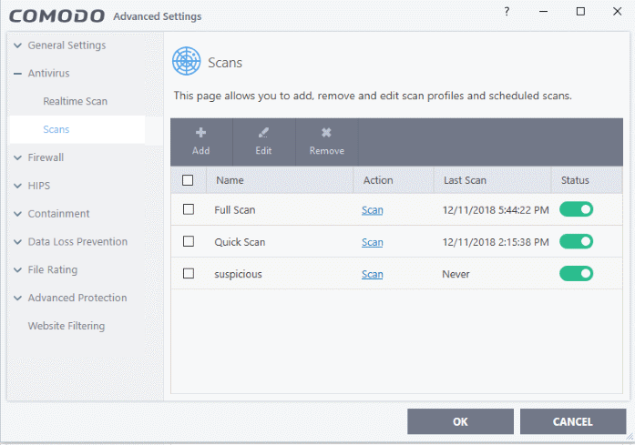 Scan Profiles, Scan For Virus, Antivirus Protection | Comodo Client Security